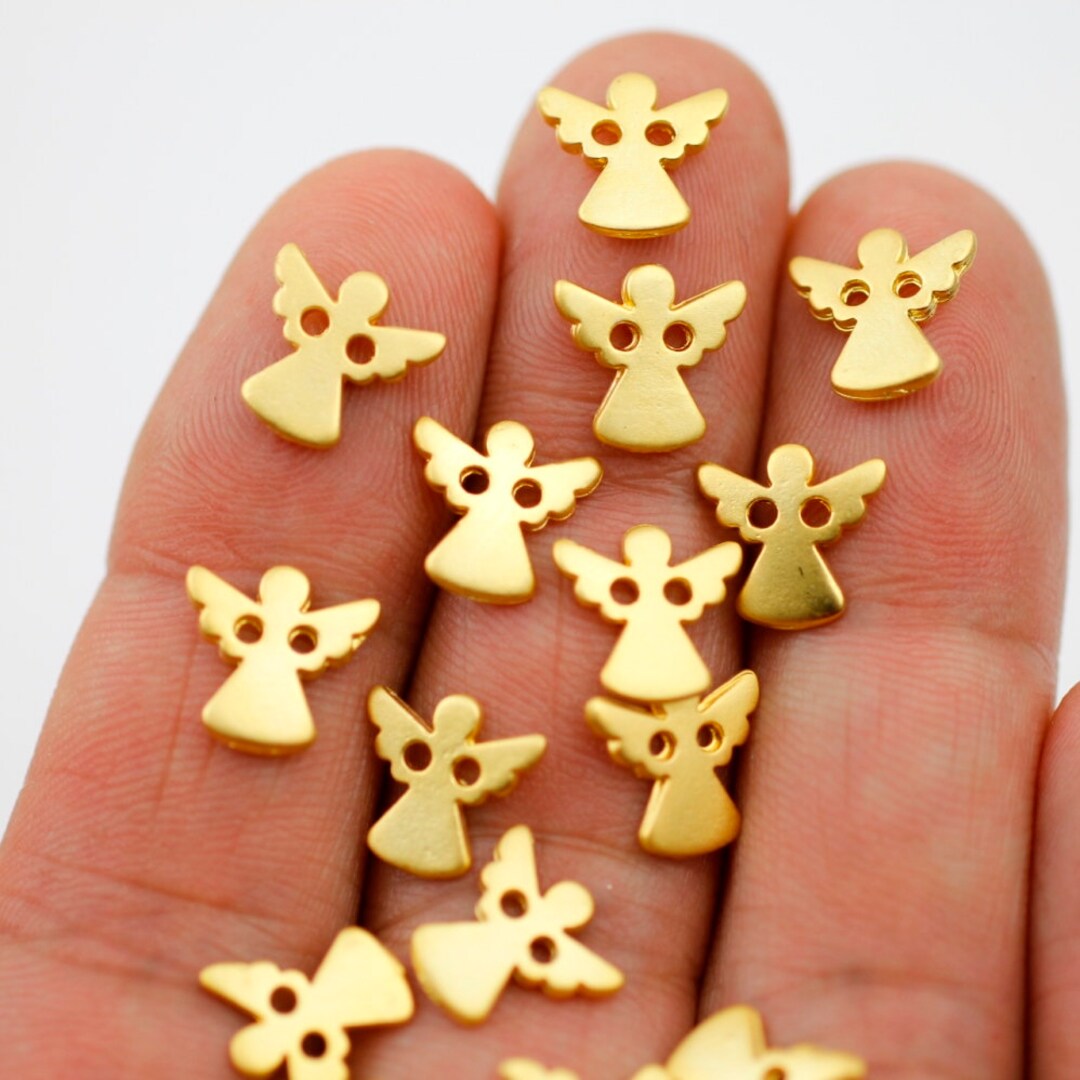 30 Angel Charms Connector, Matte Gold, Guardian Angel Connector for ...