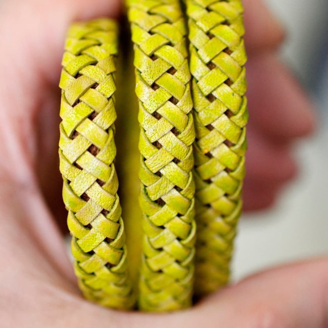 Olive Braid Leather Cord, Hand Braided Leather, 10x5mm Leather for ...