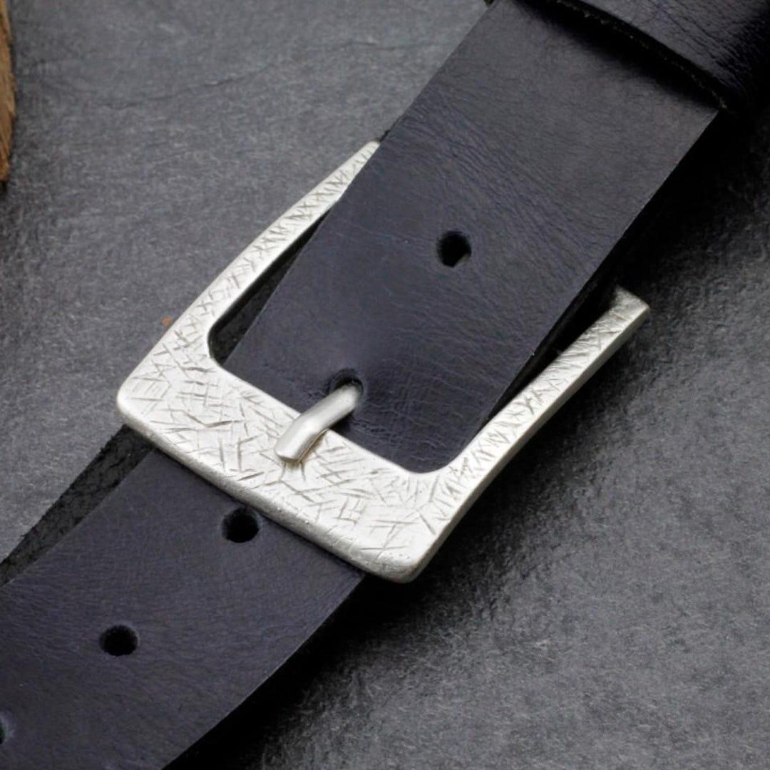 Antique Silver Rectangle Belt Buckle: Adjustable Belt Accessory, Made ...