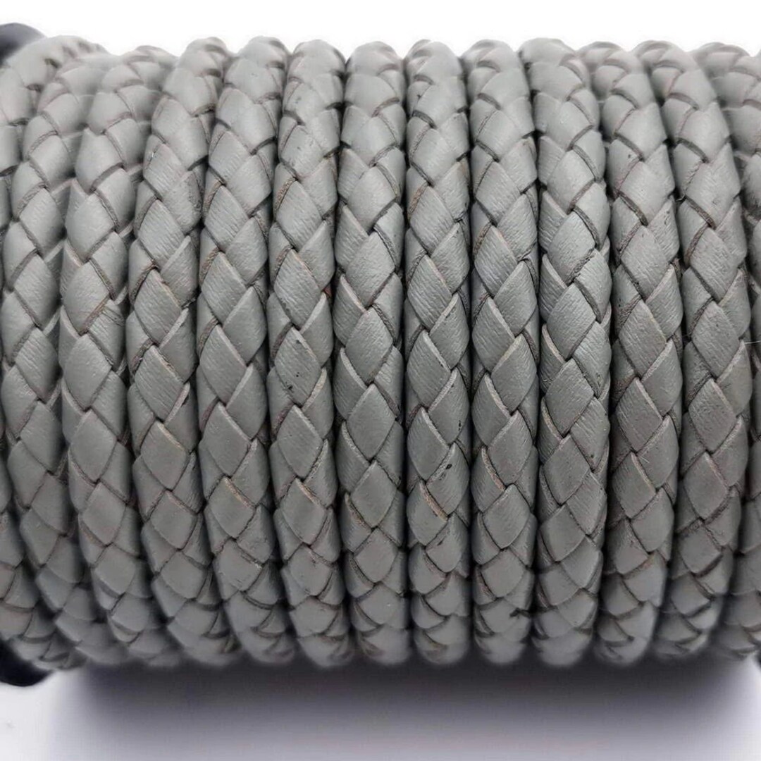 1 M Braided Leather, 6mm Bolo Cord Round Braided Leather, Strap Gray ...