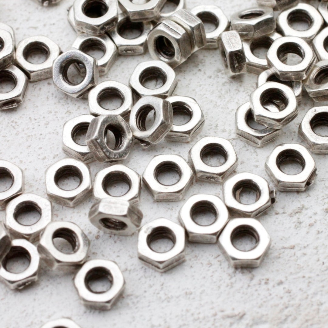 50 Silver Beads Mini Nut Spacer Beads Rondelle Beads Metal - Etsy