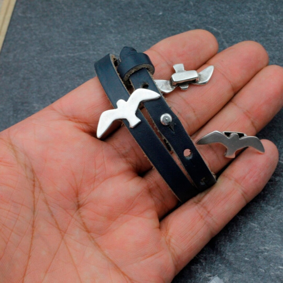 10 Seagull Beads, Zamak Slider Beads, Leather Bracelet Beads, Diy ...