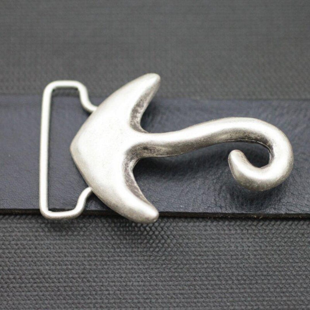 Silver Anchor Belt Buckle for Snap Belt, Nautical Belt Hardware, Belt ...