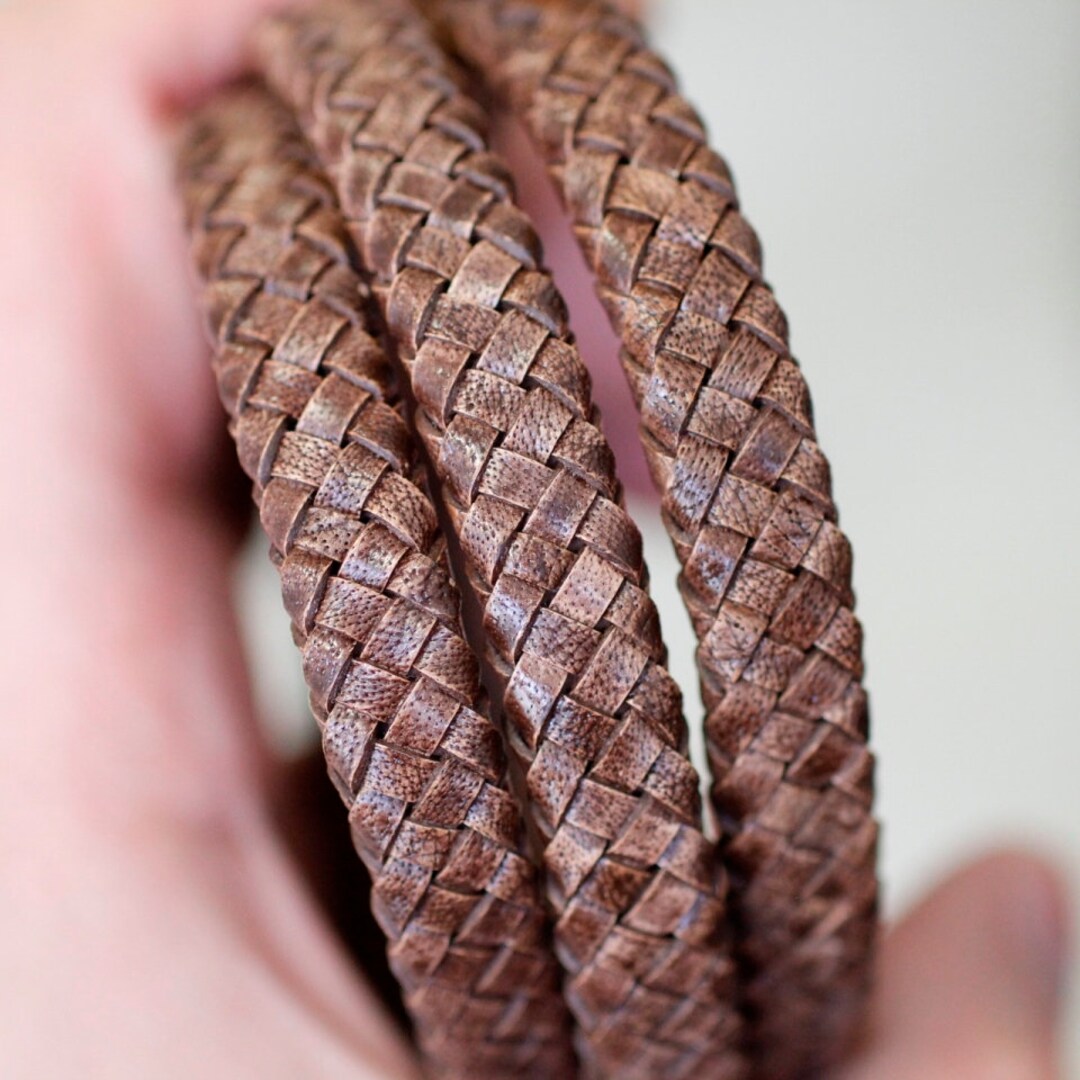 Wood Braid Leather Cord, Hand Braided Leather, 10x5mm Leather for ...