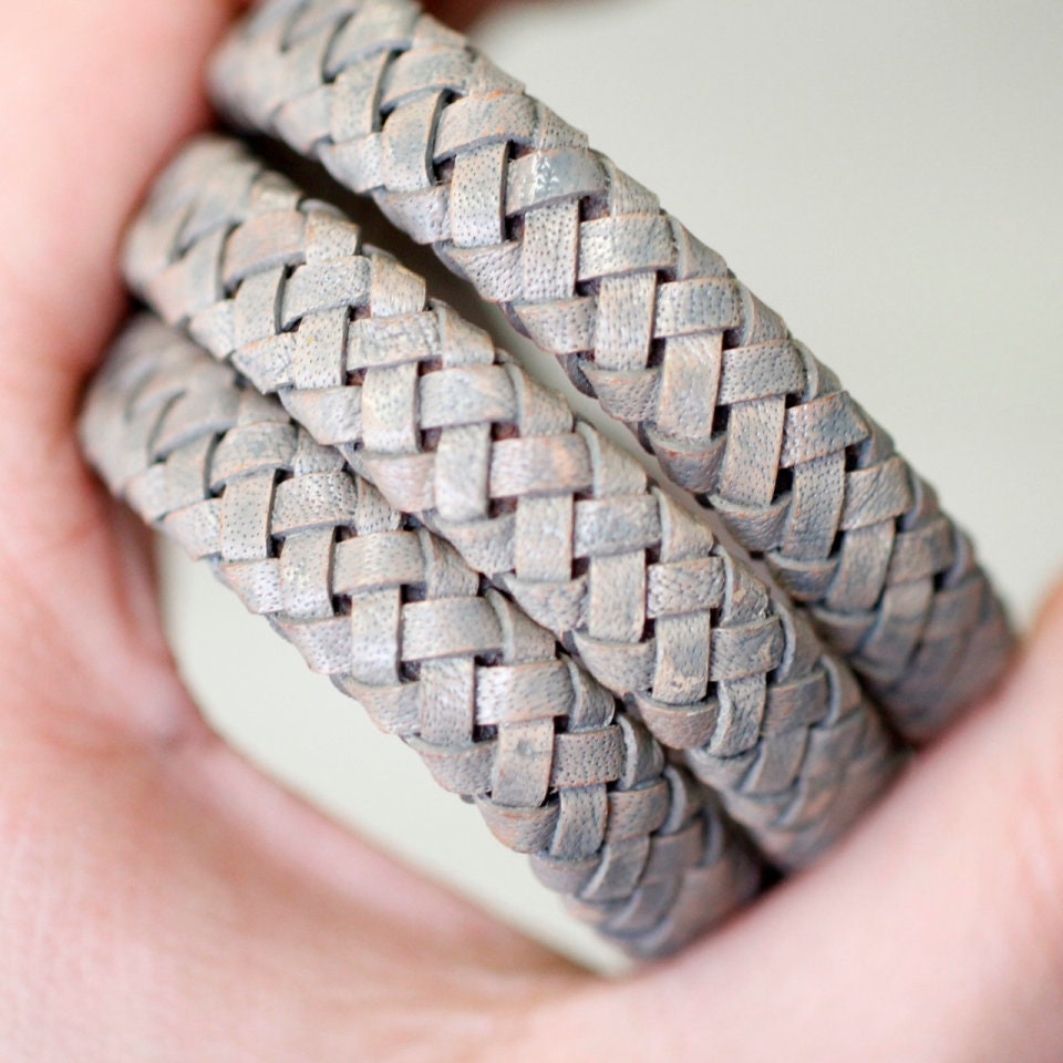 Vintage Grey Braid Leather Cord Hand Braided Leather 10x5mm - Etsy