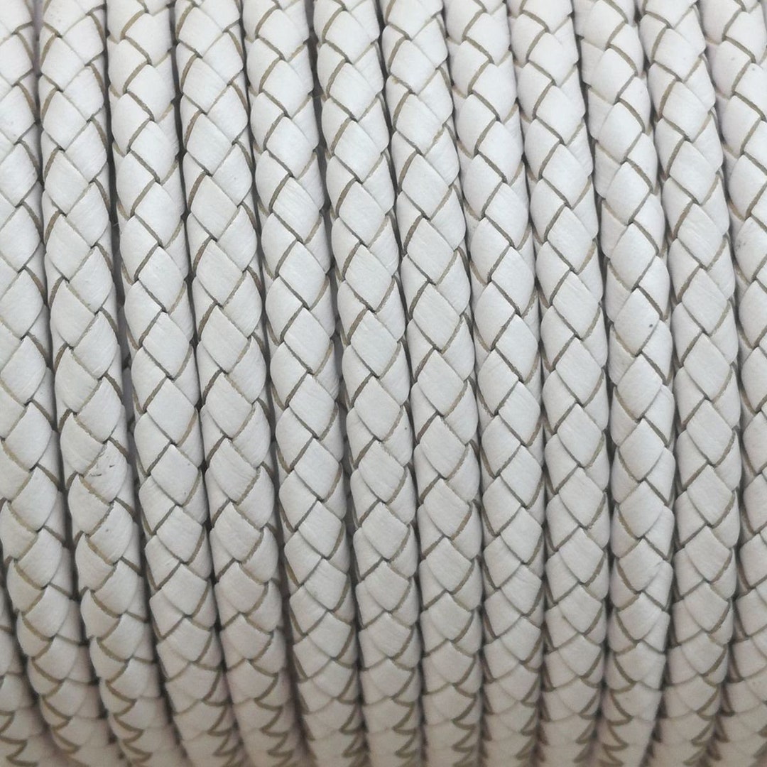 White Braided Leather Cord, 4mm Round Bolo, Jewelry Making (1 Yard ...
