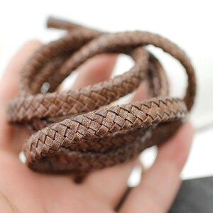 Wood Braid Leather Cord, Hand Braided Leather, 10x5mm Leather for ...