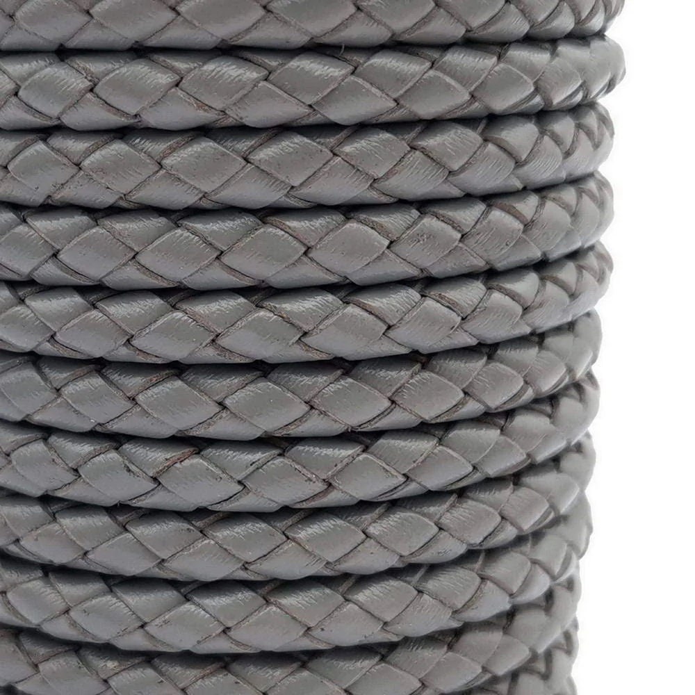 1 M Braided Leather, 6mm Bolo Cord Round Braided Leather, Strap Gray ...