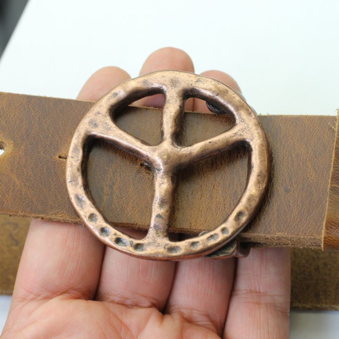 Peace Sign Belt Buckle, Leather Belt Buckle, Buckle for Snap Belts ...