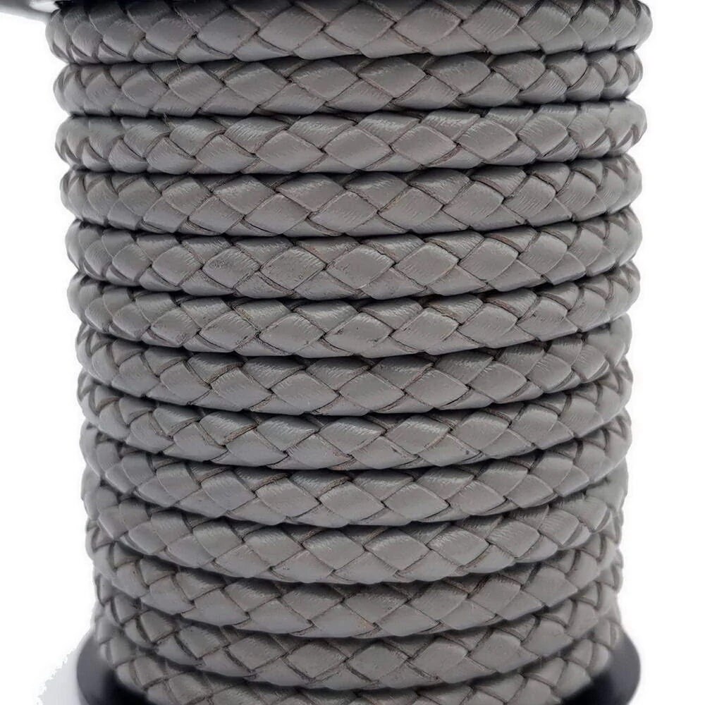 1 M Braided Leather, 6mm Bolo Cord Round Braided Leather, Strap Gray ...