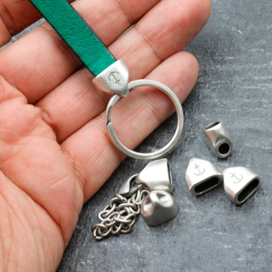 10 Anchor Keychain Findings, Round Leathers, Flat Leather, Sail Ropes ...