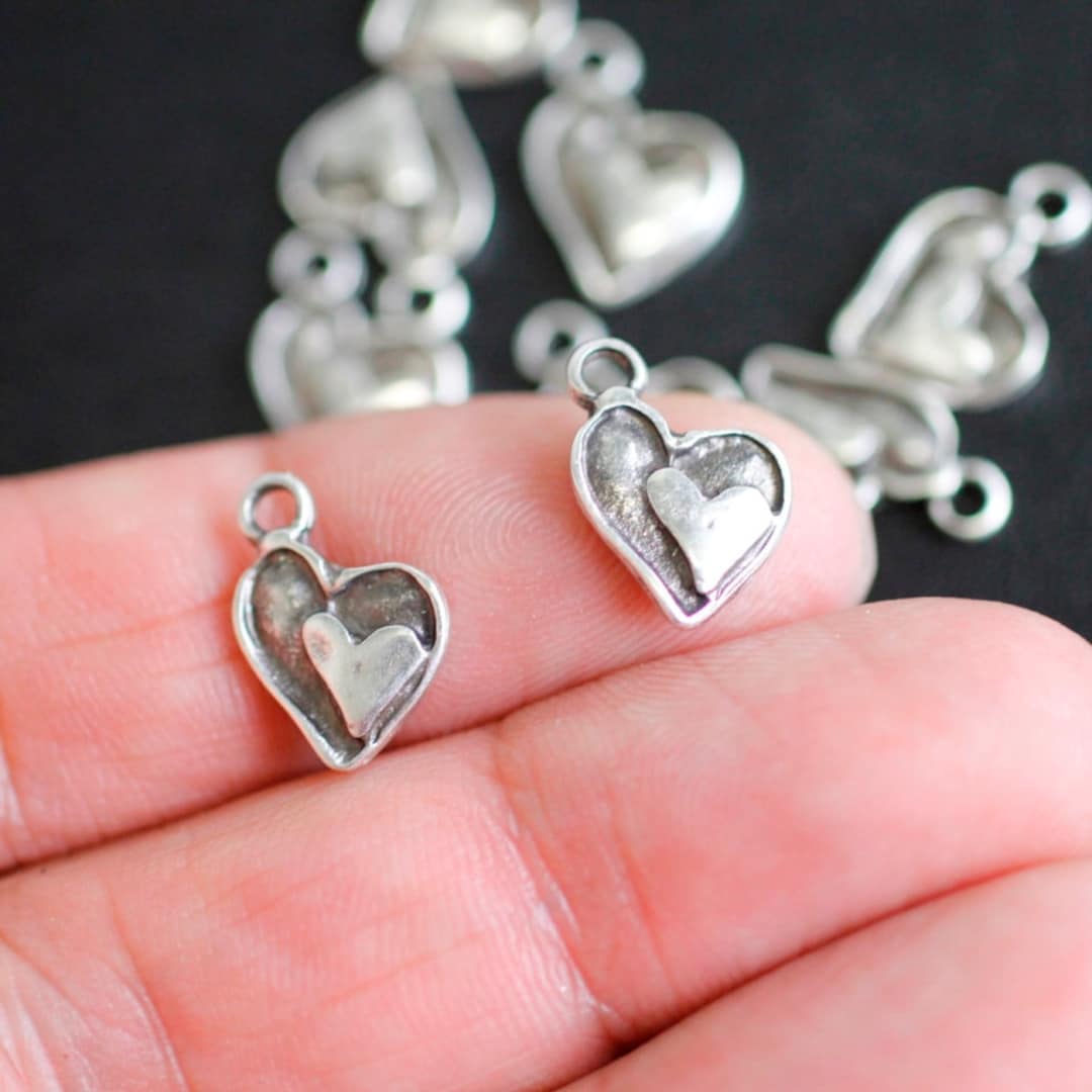 20 Mini Heart Charms Heart Pendants Love Charms Zamak - Etsy