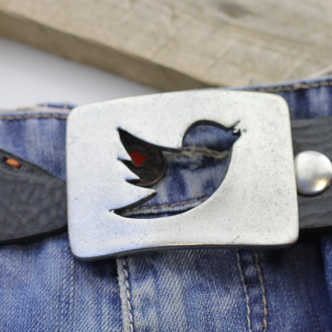 Silver Bird Belt Buckle, Animal Belt Buckle, Twitter Bird Belt Buckle ...