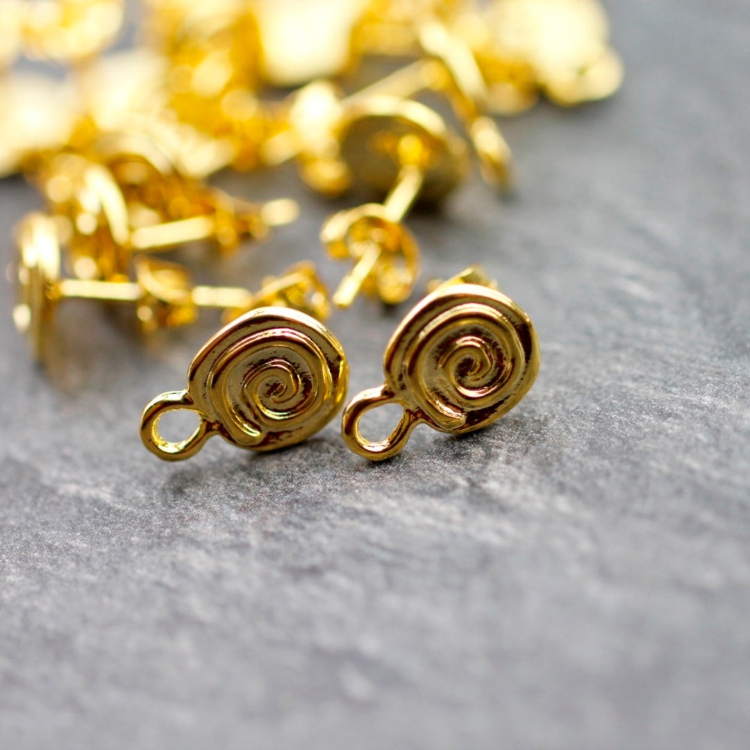5 Pairs Earring Findings, Ear Posts With Loop, Gold Plated Earring ...