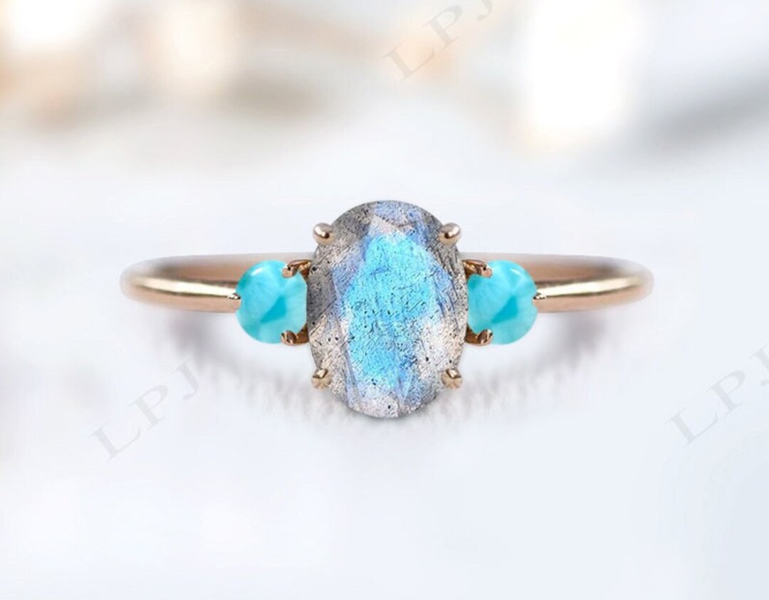 Vintage Labradorite Engagement Ring for Women Unique Multi Gemstone ...