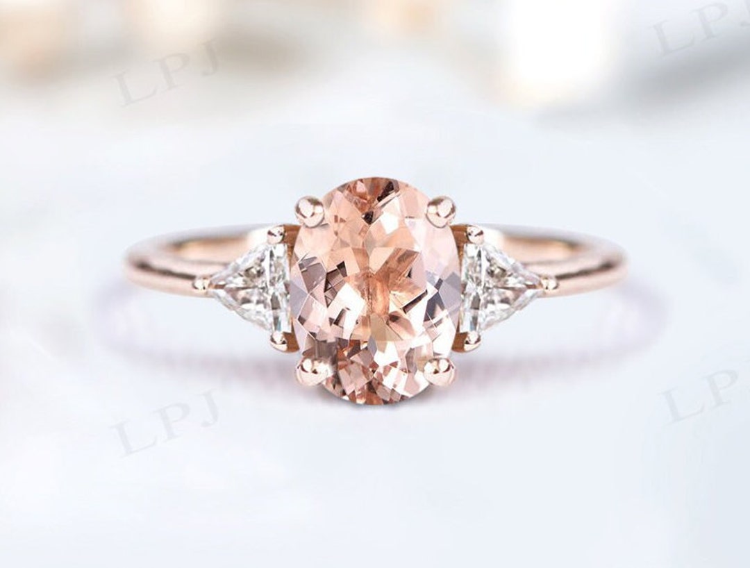 Natural Morganite Engagement Ring Unique Morganite Bridal Ring Art Deco ...
