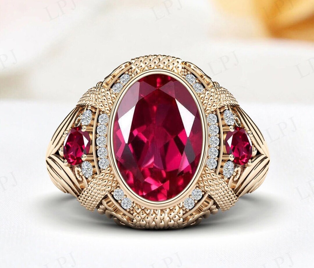 One of A Kind - 14k Gold Ruby Engagement Ring for Men Unique Ruby ...