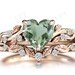 Green Amethyst Wedding Ring Set for Women Art Deco Amethyst Heart ...