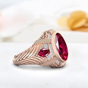 One of A Kind - 14k Gold Ruby Engagement Ring for Men Unique Ruby ...