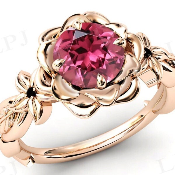 Pink Flower Ring - Etsy