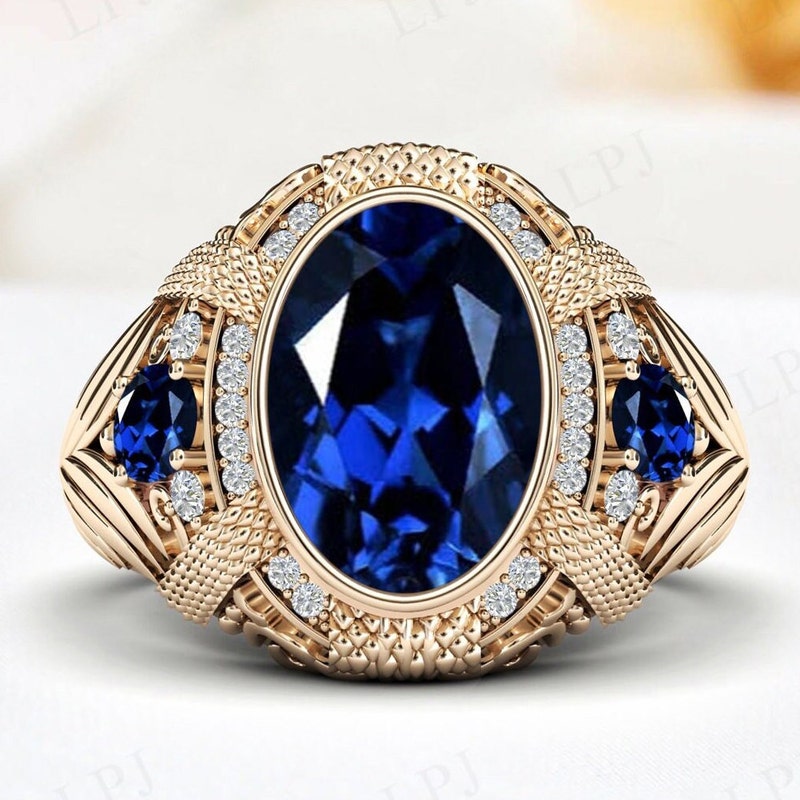 Mens Blue Sapphire Ring - Etsy