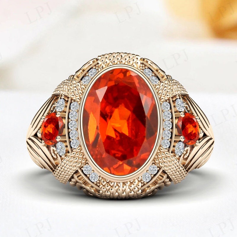Orange Gemstone Ring - Etsy
