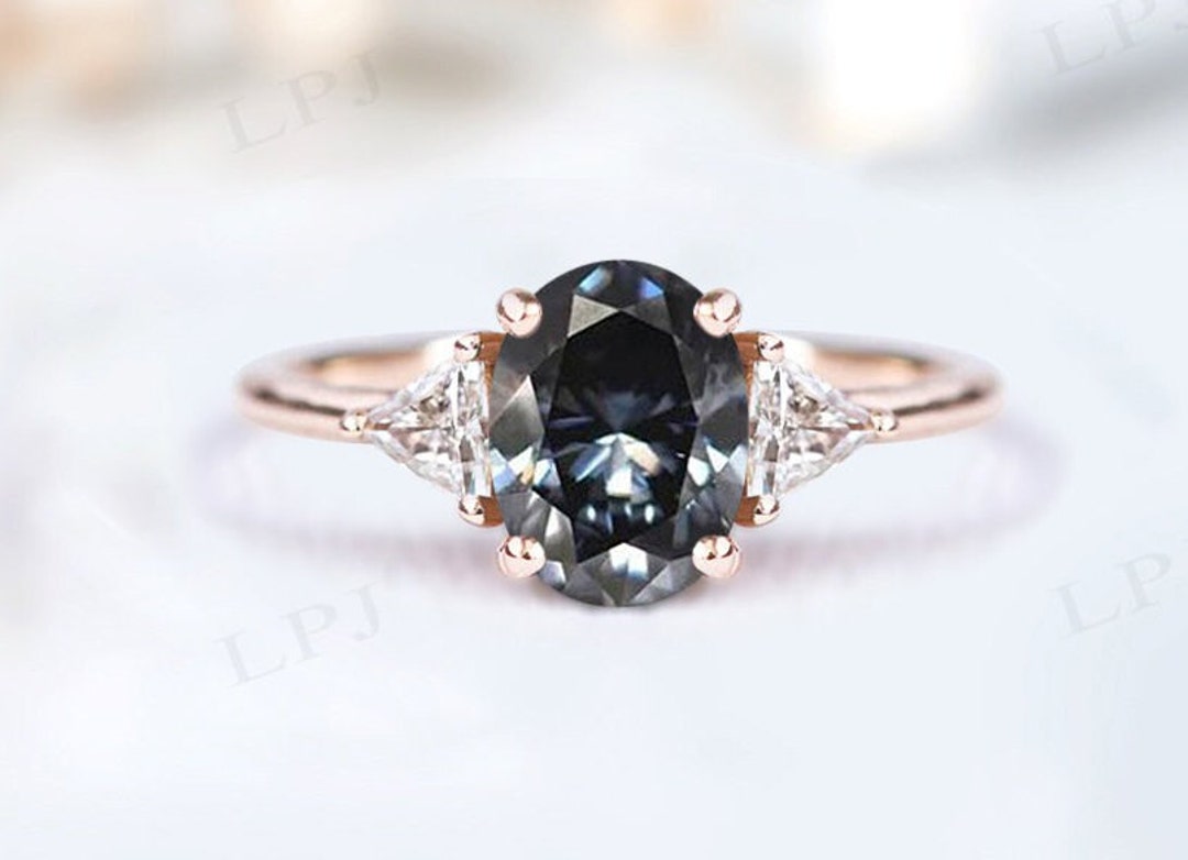 Antique Grey Spinel Wedding Ring for Women 14k Gold Grey Spinel ...