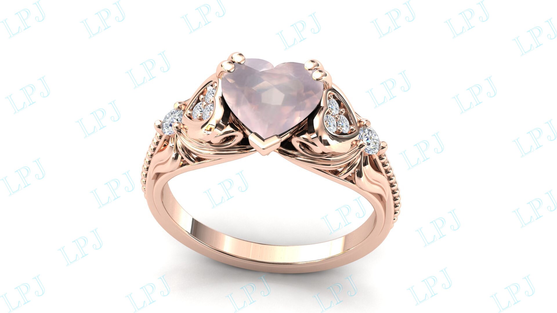 Heart Shaped Rose Quartz Engagement Ring 14k Gold Rose Quartz - Etsy