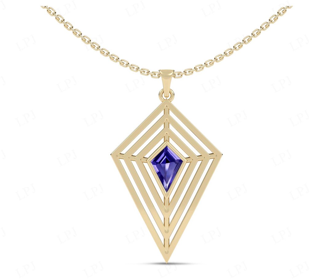 Vintage Kite Shape Tanzanite Pendant Antique Wedding Necklace for Her ...
