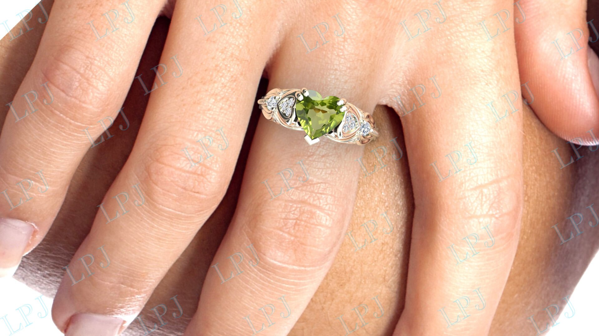 Heart Shape Peridot Engagement Ring Rose Gold Peridot Wedding - Etsy