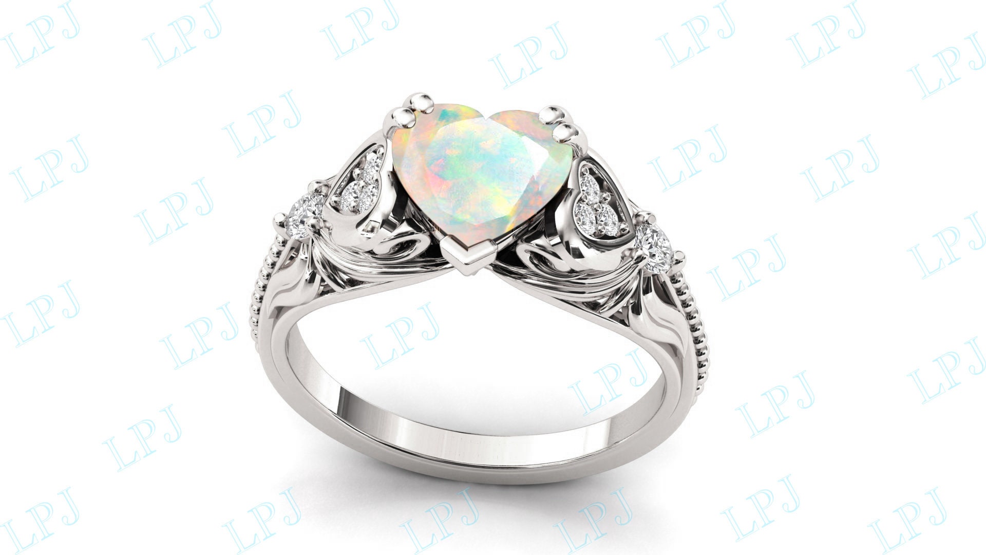 Heart Shape Opal Engagement Ring 14k Gold Opal Women Wedding - Etsy