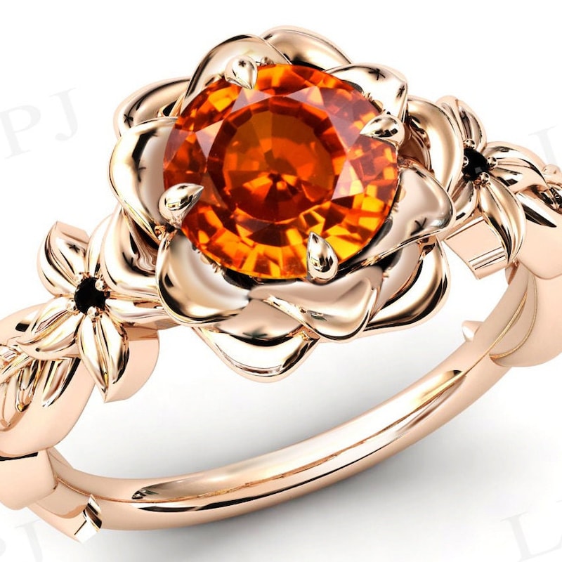 Orange Gemstone Ring - Etsy
