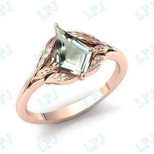 Vintage Green Amethyst Engagement Ring Art Deco Kite Cut Green Amethyst ...