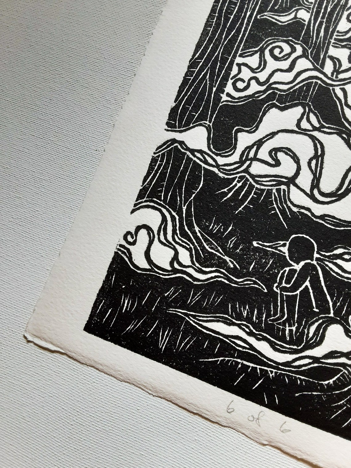 Clouds - Original Lino Print - Etsy