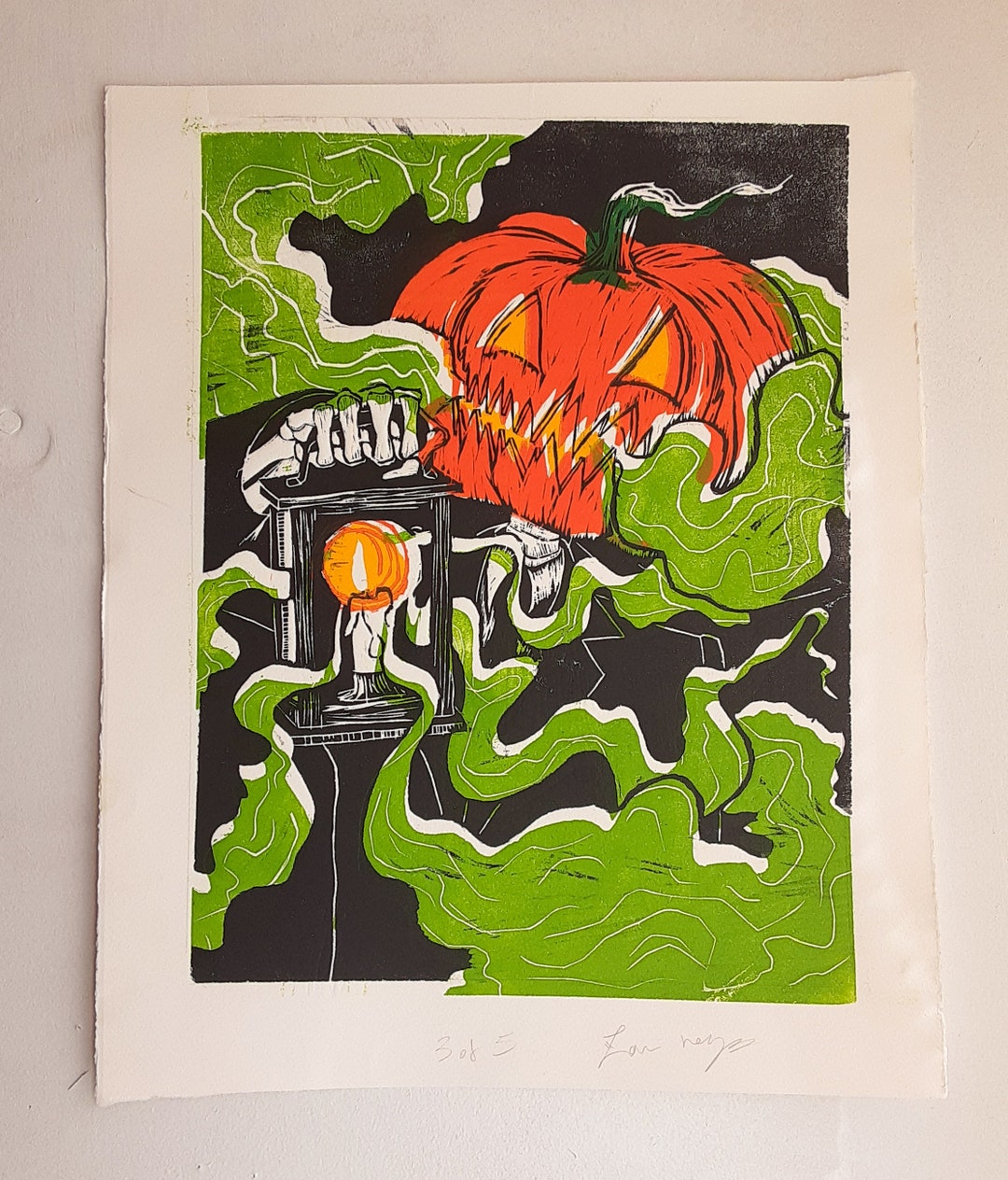 Jack'o Lantern Original Block Print - Etsy