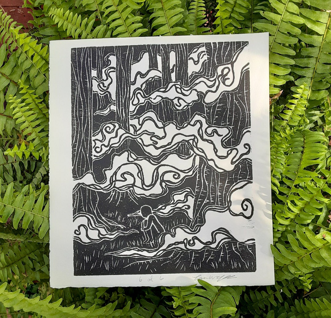Clouds - Original Lino Print - Etsy