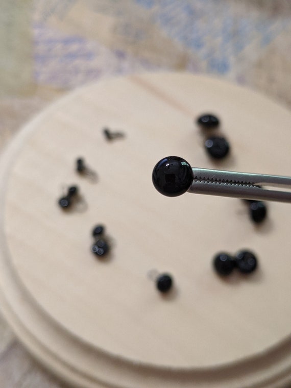 2 Pairs of Black Glass Eyes With Loops From 6 to 10 Mm. Eyes - Etsy