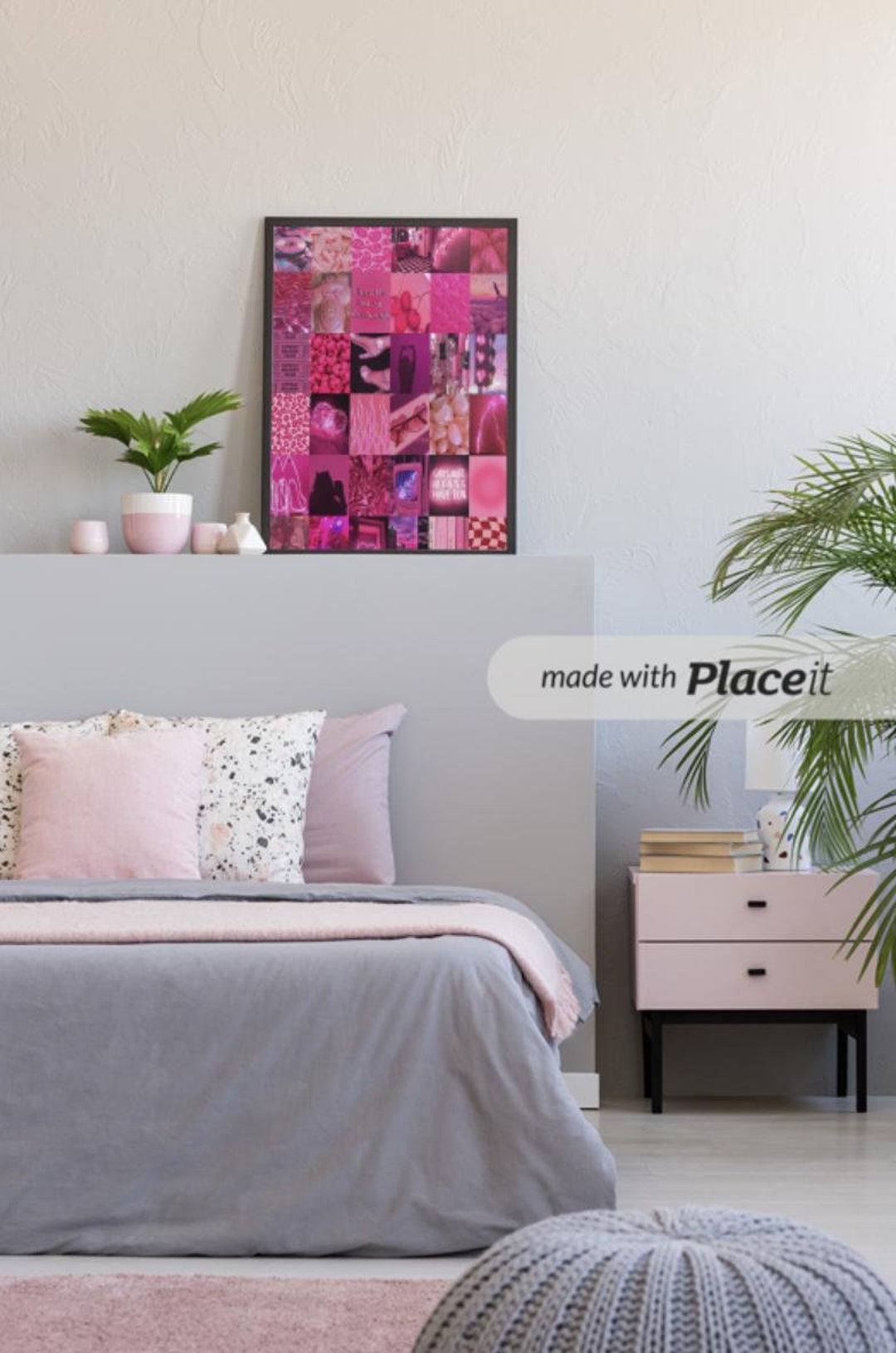 Color Block Hot Pink Poster Hot Pink Poster Color Block Poster Color ...