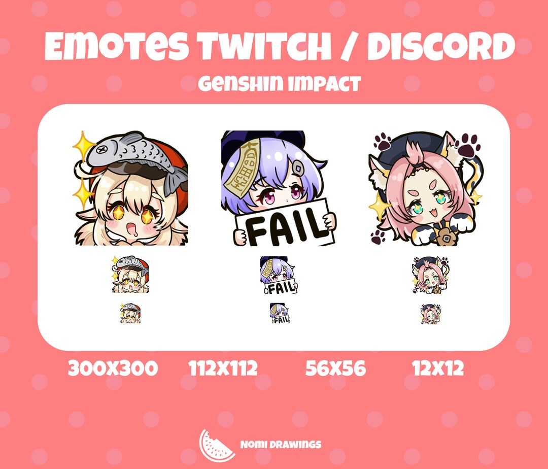 Pack Genshin Impact Diona Qiqi Klee Emotes for Twitch and Discord - Etsy