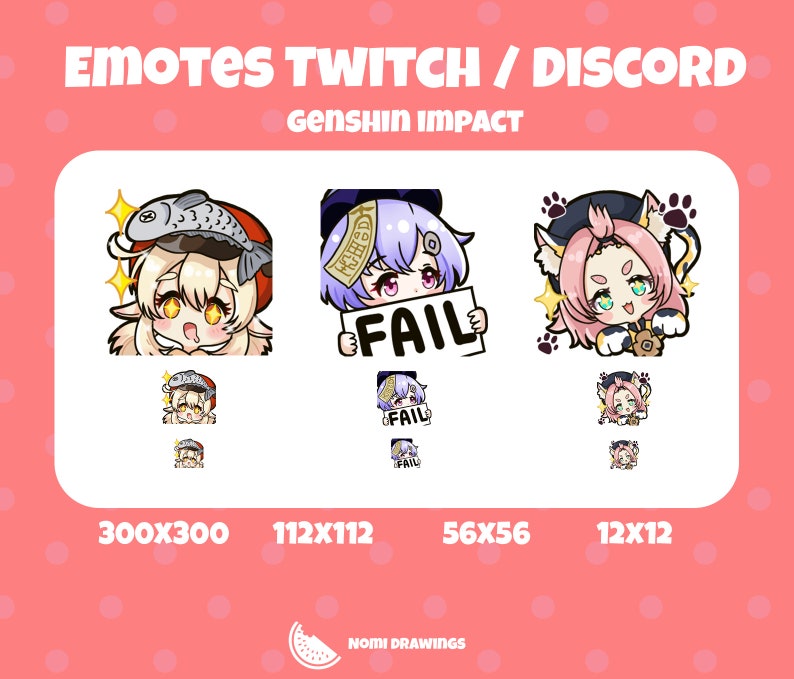 Pack Genshin Impact Diona Qiqi Klee Emotes for Twitch and Discord - Etsy