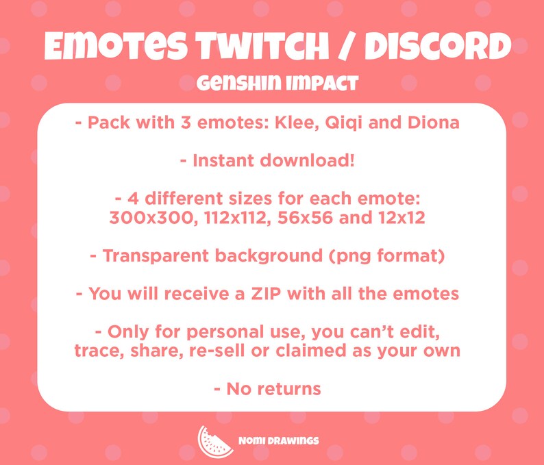 Pack Genshin Impact Diona Qiqi Klee Emotes for Twitch and Discord - Etsy