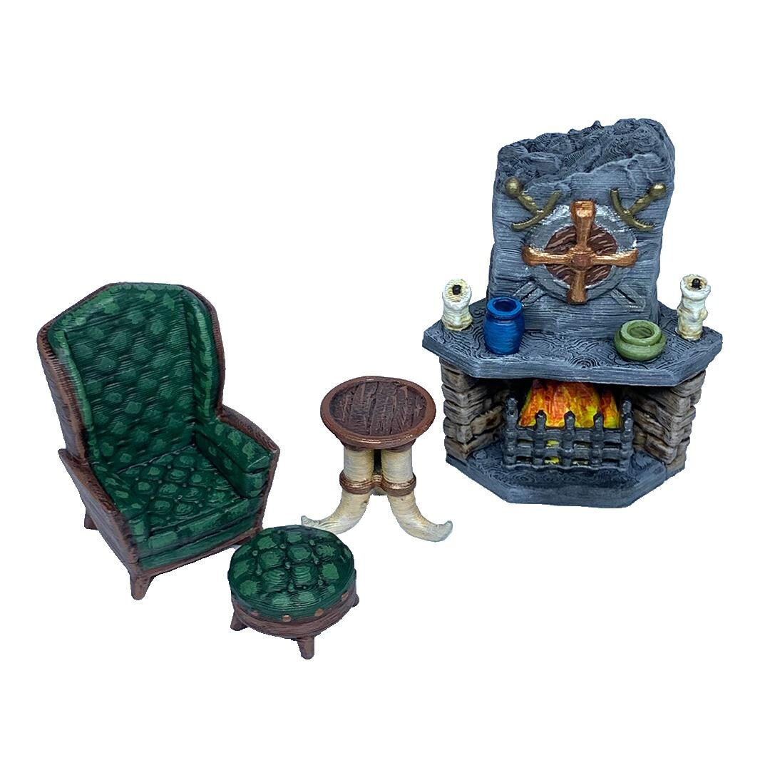Tavern Fireplace Furniture Set D&D Hand-painted Wargaming Scatter ...