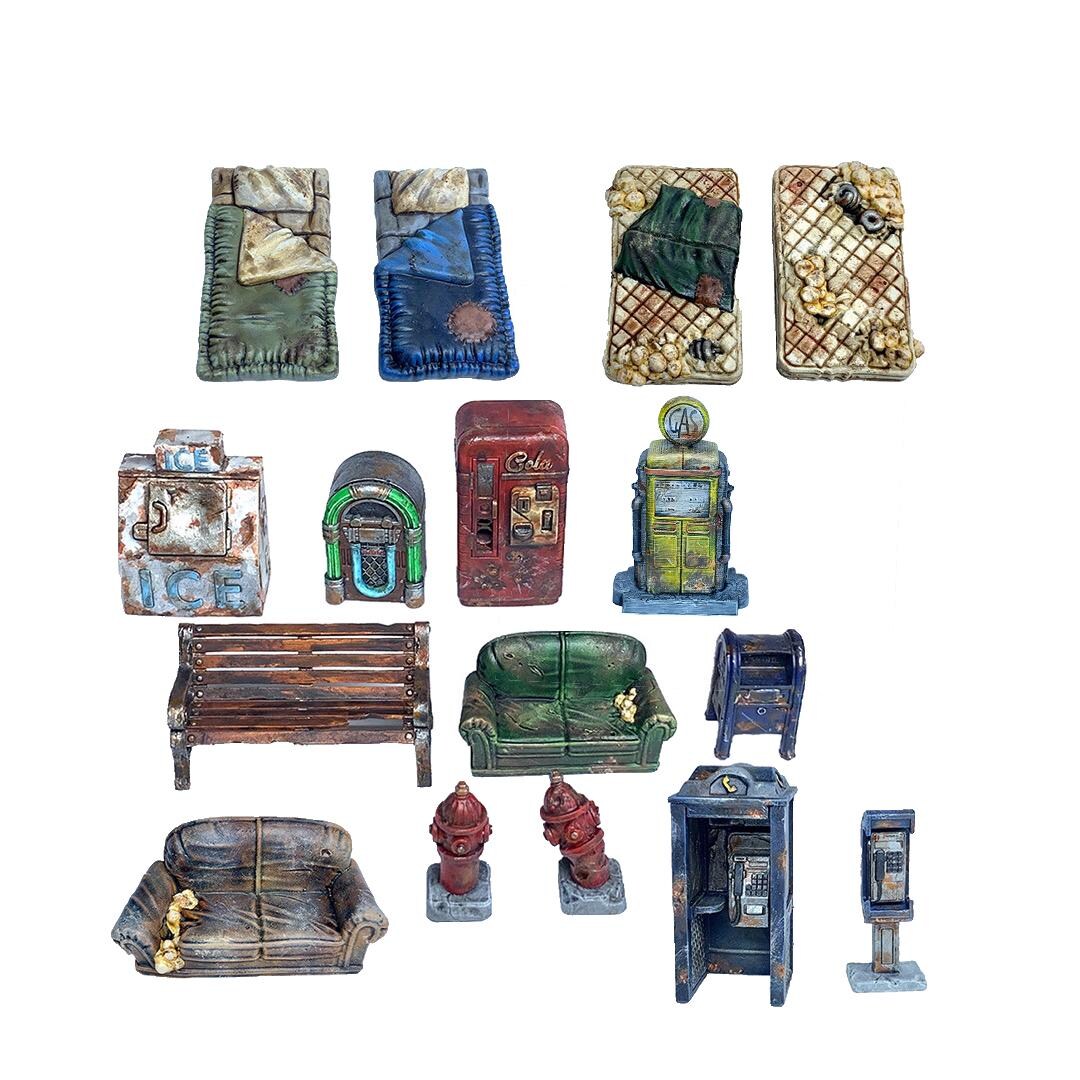 Painted Post Apocalyptic Scatter Terrain | Hand-painted Wargaming ...