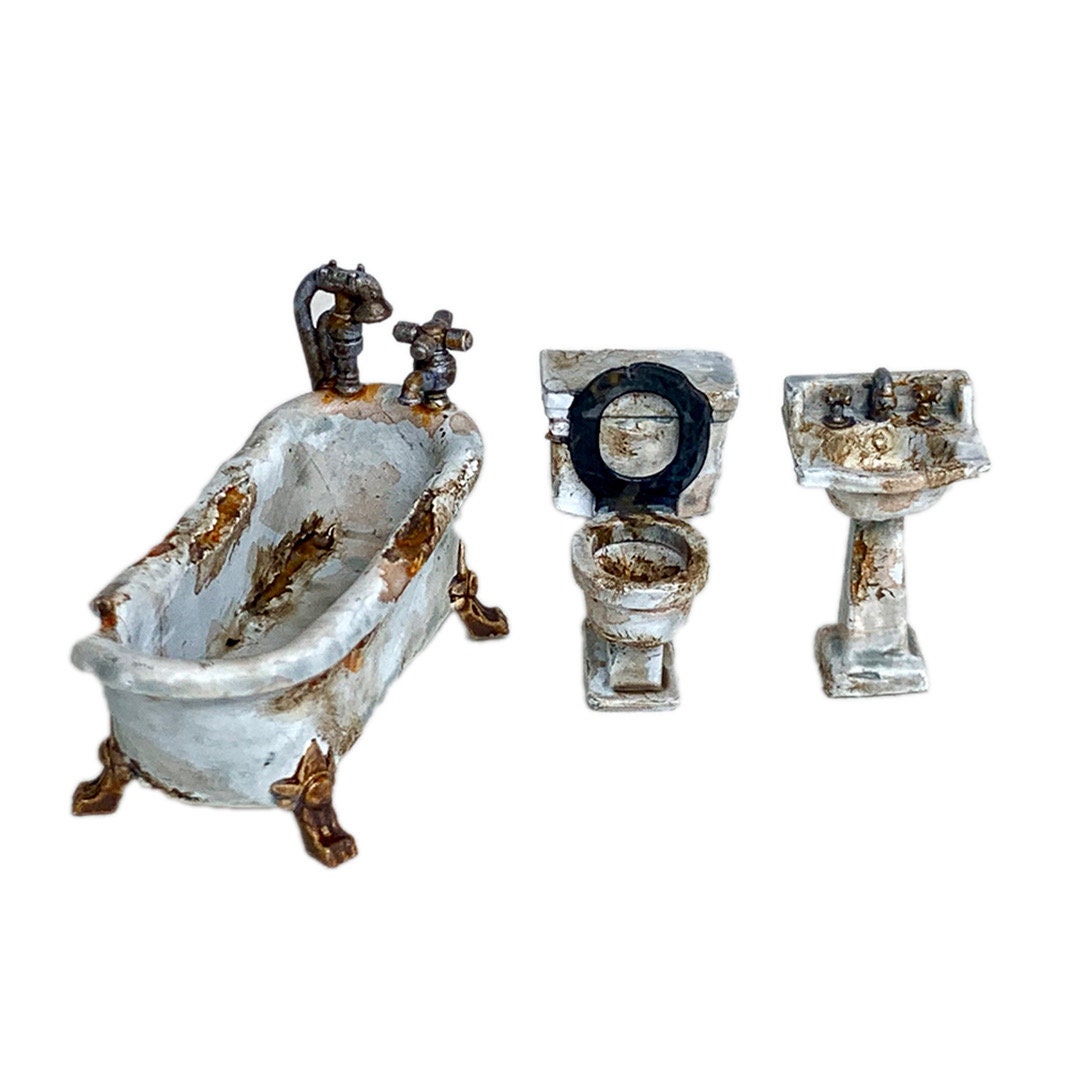 Painted Post Apocalyptic Bathroom Furniture Scatter Terrain Hand ...