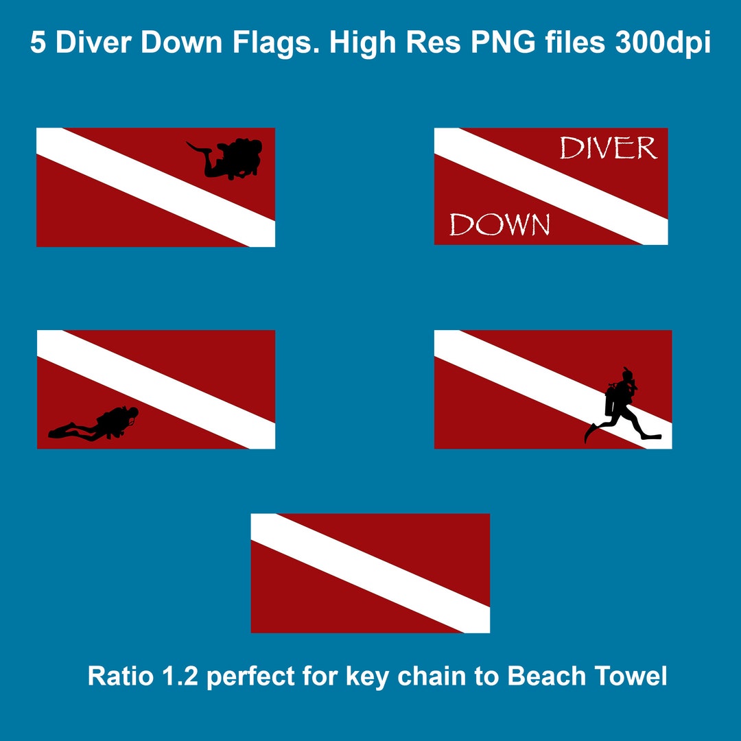 DIVE FLAG Png Digital Download. 5 Flags With-without Different Scuba ...
