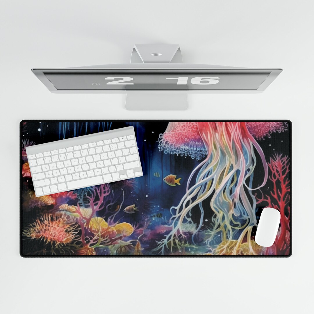 Magical Sea Garden Desk Mats the Coral Reef at Night, an Underwater ...
