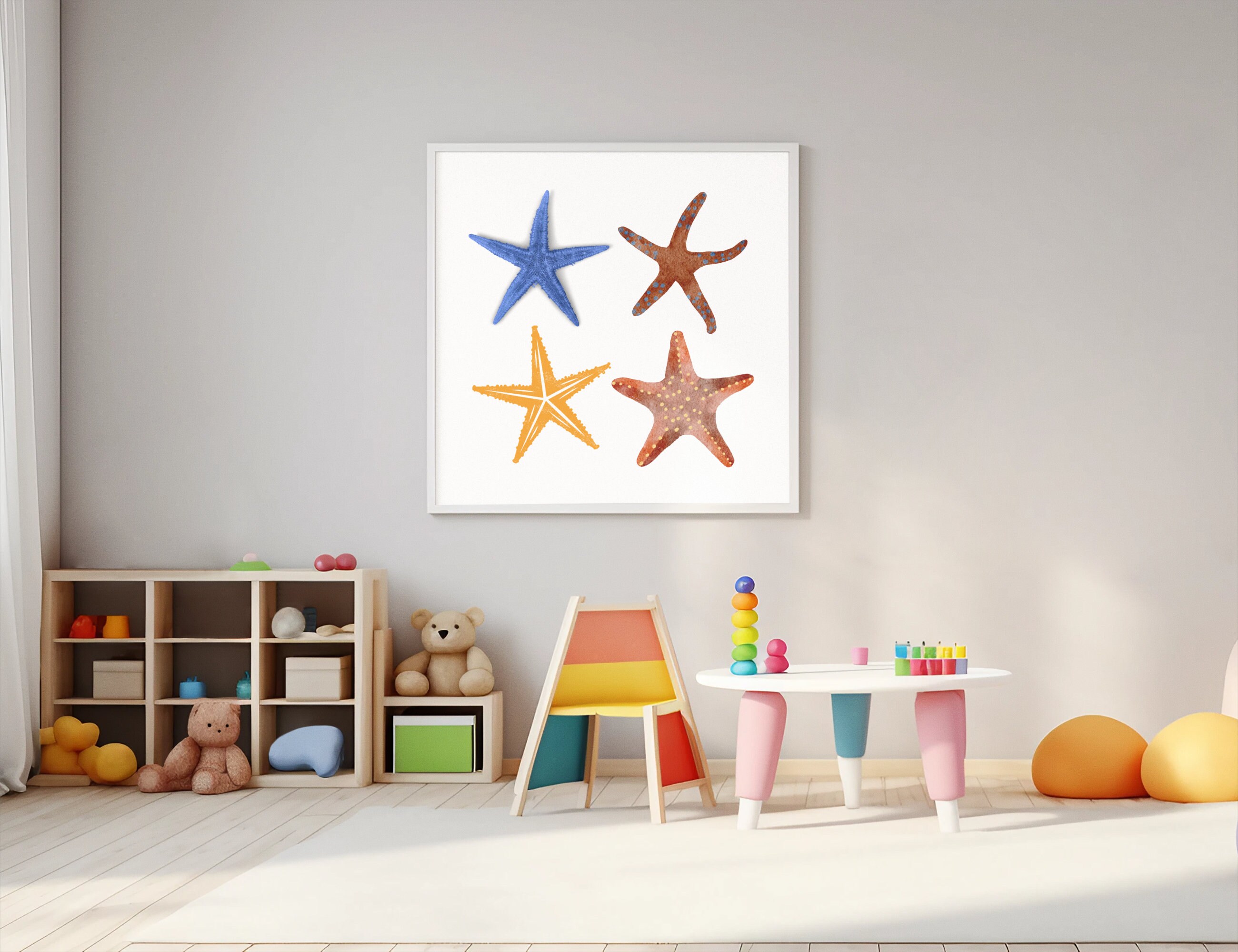 Four Colorful Starfish Poster. Perfect for a Nursery or Child's Room ...