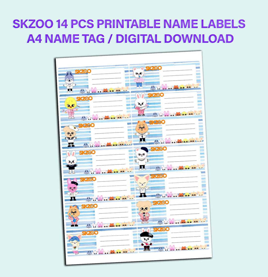 Stray Kids SKZOO School Label, Print N Cut, Back to School Sticker ...