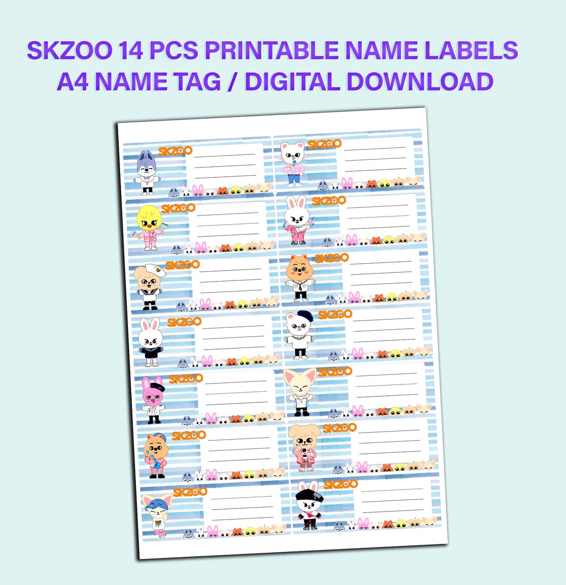 Stray Kids SKZOO School Label, Print N Cut, Back to School Sticker ...