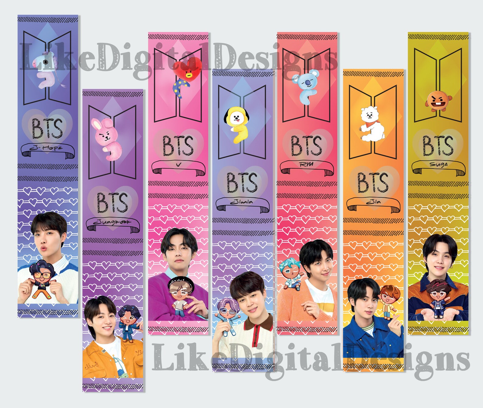 BTS Printable Bookmarks Prints DIGITAL DOWNLOAD Kpop Paper Stationery ...